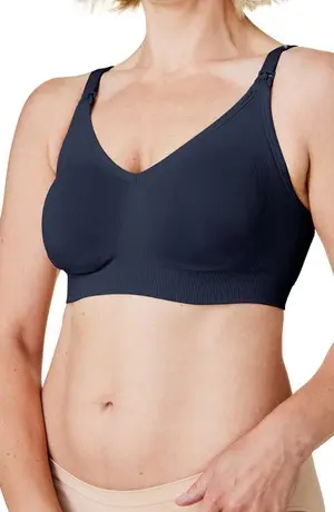 BRAVADO DESIGNS Body Silk Seamless Recycled Nylon Blend Wireless Maternity/nursing Bra Navy