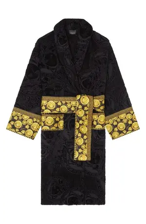 Versace Medusa Amplified Cotton Bath Robe Black-gold