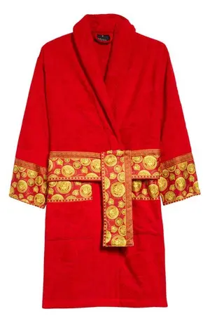 Versace Medusa Amplified Cotton Bath Robe Red-gold
