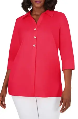 Foxcroft Foxcroft Pamela Stretch Tunic Blouse Watermelon