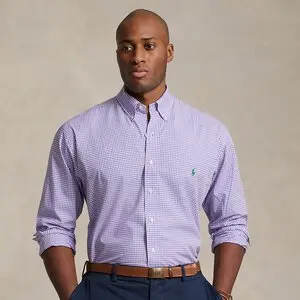 Ralph Lauren Gingham Stretch Poplin Shirt Lavender/white
