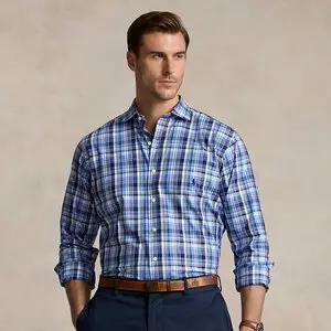 Ralph Lauren Plaid Stretch Poplin Shirt Blue Multi