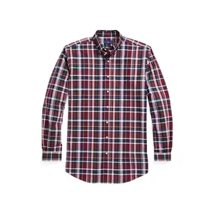 Ralph Lauren Plaid Stretch Poplin Shirt Burgundy/blue Multi