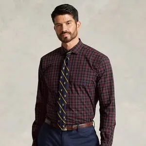 Ralph Lauren Plaid Stretch Poplin Shirt Burgundy/navy Multi