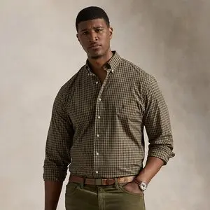 Ralph Lauren Plaid Stretch Poplin Shirt Khaki/olive Multi