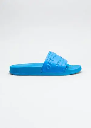 Off-White Logo Flat Pool Slide Sandals - Blueno Color