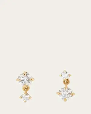 Lizzie Mandler Alternating Double-drop Diamond Earrings - Gold