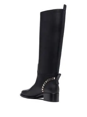 FERRAGAMO Vara Chain Knee-high Boots