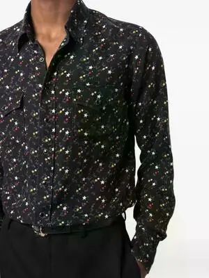Saint Laurent Star-print Press-stud Shirt