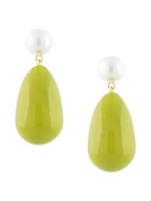 ESHVI Oval Drop Earrings - Green