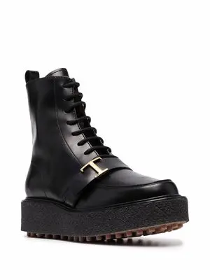 TOD'S T-buckle Detail Lace-up Ankle Boots