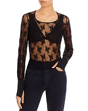 Free People U Into This Lace Long Sleeve Shirt
