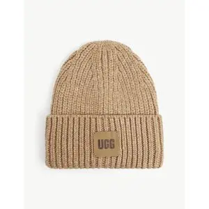 UGG Logo-patch Knitted Beanie - Camel