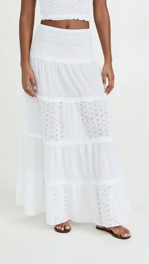 Playa Lucila Smocked Eyelet Skirt