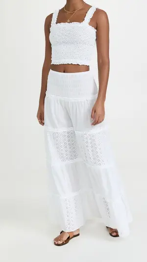 Playa Lucila Smocked Eyelet Skirt