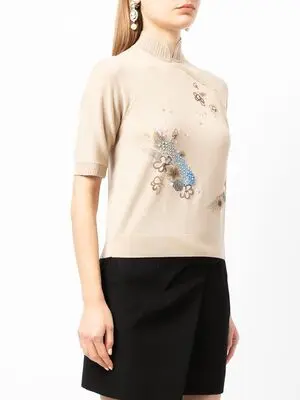 Shiatzy Chen Embroidered Knit Top