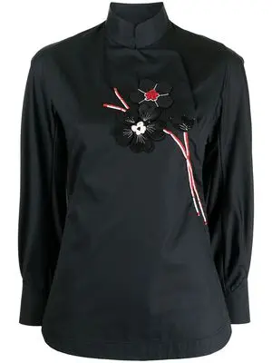Shiatzy Chen Appliqued Mandarin Collar Top