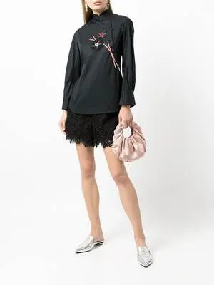 Shiatzy Chen Appliqued Mandarin Collar Top