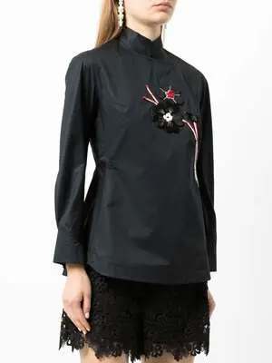 Shiatzy Chen Appliqued Mandarin Collar Top