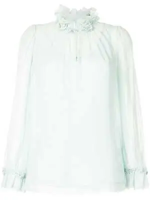 Shiatzy Chen Frilled Long-sleeve Blouse - Blue