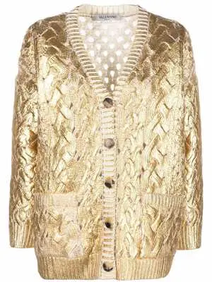 Valentino Garavani Metallic-effect V-neck Cardigan