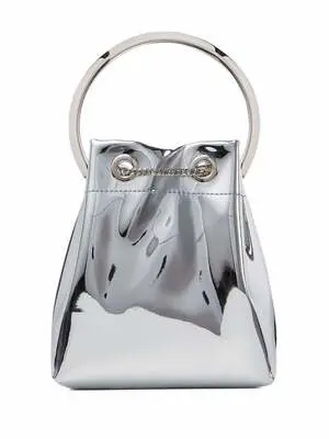 JIMMY CHOO Bon Bon Metallic-effect Bucket Bag