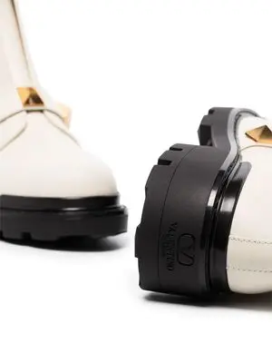 Valentino Garavani Roman Stud Calfskin Combat Boots - White