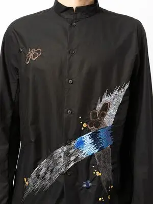 Shiatzy Chen Embroidered Mandarin-collar Cotton Shirt