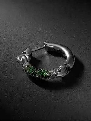 MAOR M.cohen The Equinox 18-karat Blackened White Gold, Diamond And Tsavorite Single Earring - Green