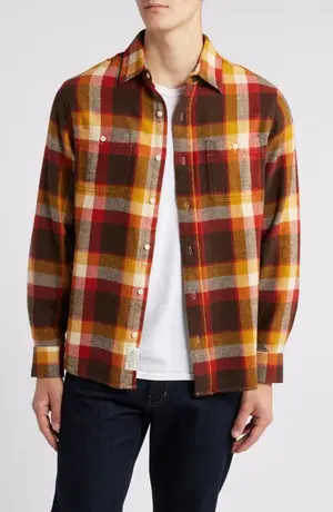 SCHOTT Two-pocket Long Sleeve Flannel Button-up Shirt Autum