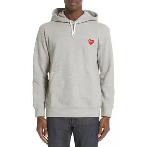 Comme Des Garçons Heart Appliqué Hoodie - Grey