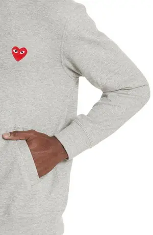 Comme Des Garçons Heart Appliqué Hoodie - Grey