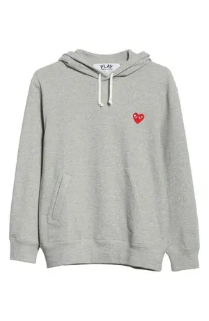 Comme Des Garçons Heart Appliqué Hoodie - Grey