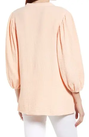 MATERNAL AMERICA Puff Sleeve Maternity Blouse - Peach