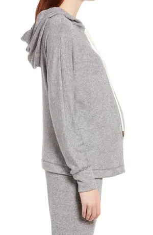 MATERNAL AMERICA Knit Maternity Hoodie - Heather Charcoal