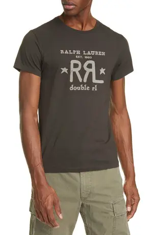 Double Rl Rrl Logo Graphic Tee Faded Black