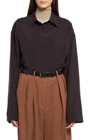 THE ROW Caroline Oversize Button-up Shirt Coffee