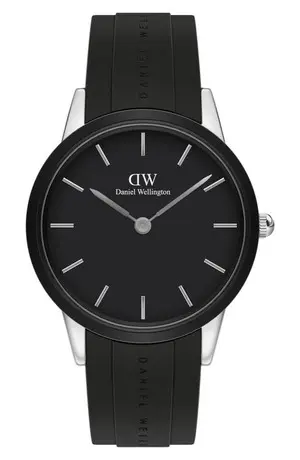 DANIEL WELLINGTON Daniel Wellington Iconic Motion Rubber Strap Watch Silver/black