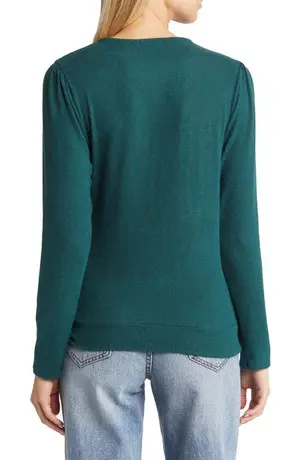 Loveappella Long Sleeve Faux Wrap Top