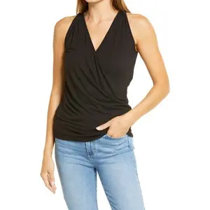 Loveappella Faux Wrap Tank - Black