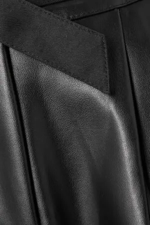 CAES Belted Pleated Faux Leather Straight-leg Pants
