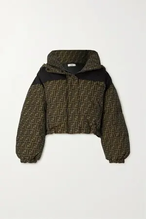 Fendi Hooded Quilted Coated Canvas-jacquard Down Ski Jacket