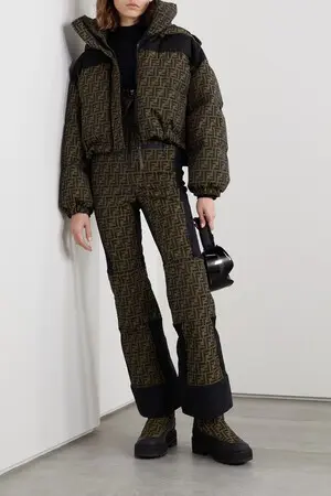 Fendi Hooded Quilted Coated Canvas-jacquard Down Ski Jacket