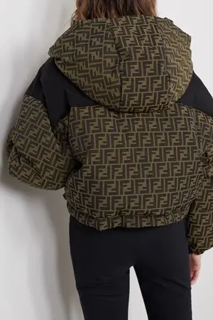 Fendi Hooded Quilted Coated Canvas-jacquard Down Ski Jacket