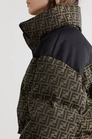 Fendi Hooded Quilted Coated Canvas-jacquard Down Ski Jacket