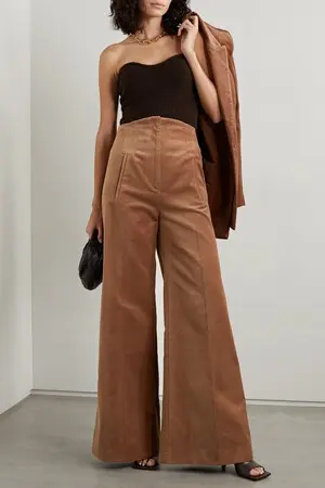 Anna Mason Beau Cotton-velvet Wide-leg Pants