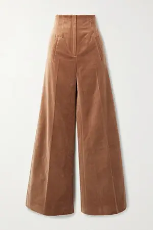 Anna Mason Beau Cotton-velvet Wide-leg Pants