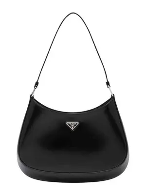 Prada Cleo Brushed Leather Shoulder Bag - Black