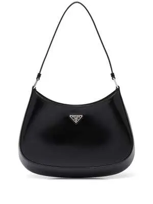 Prada Cleo Brushed Leather Shoulder Bag - Black