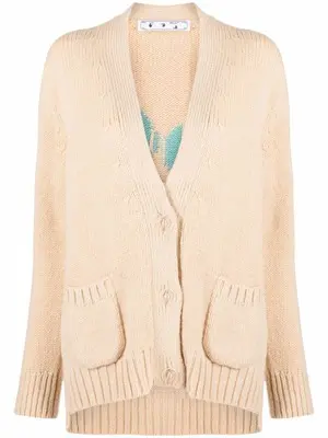 Off-White Reverse-logo Oversized Cardigan - Neutrals